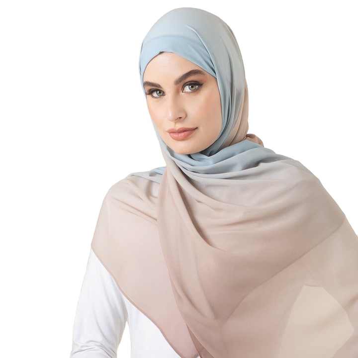 LEMENG Ombre Chiffon Hijab - Gradually Changing Color Scarf