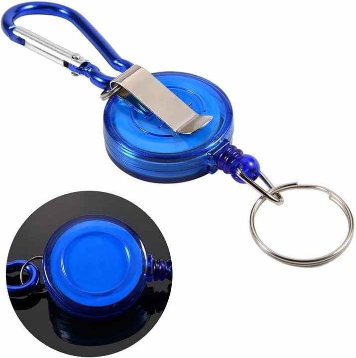 Abs Retractable Lanyard Keychain Id Card Badge Holder With Carabiner ...