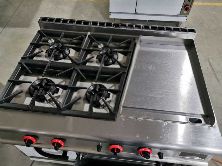 JOY Restaurant Stove - 4 Burner Gas Range with Oven & Griddle