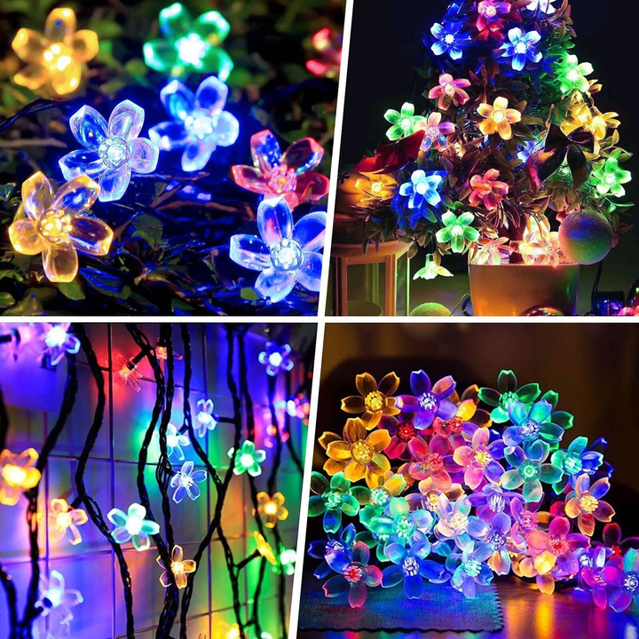 Led Solar Powered Lights String Outdoor 50 Lamp Beads Waterproof Bulbs ...