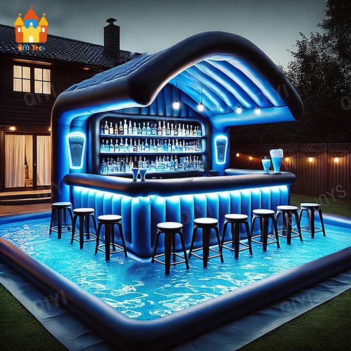 Customized Backyard Party - Inflatable Pool Bar Setup