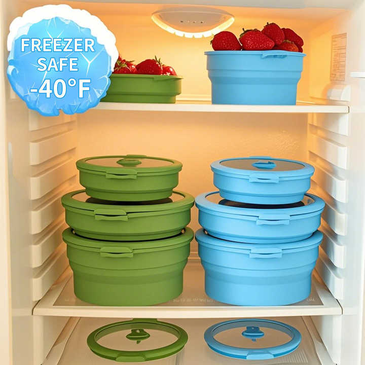 Collapsible Silicone Microwave Cookware with Lids Glass Food Storage ...