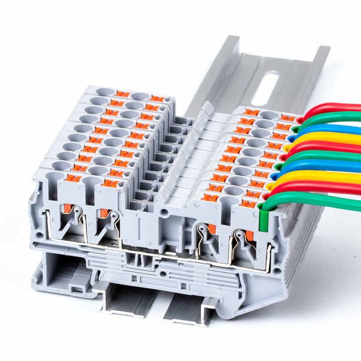Fast Wiring Connector Din Rail Terminal Block PT4-QUATTRO Gray Spring Connection Push in ...