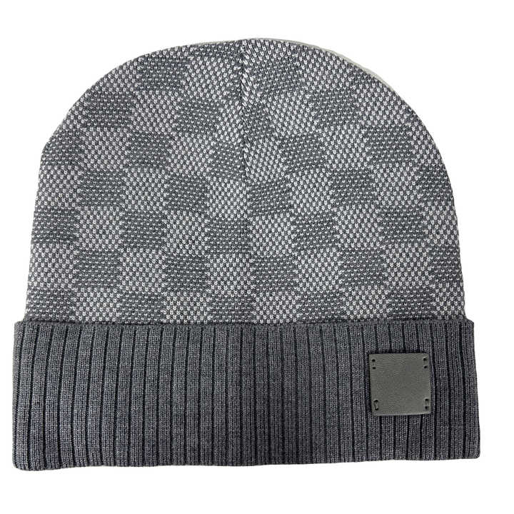 Warm Knitted Winter Hat - Unisex Beanie with Plaid Design