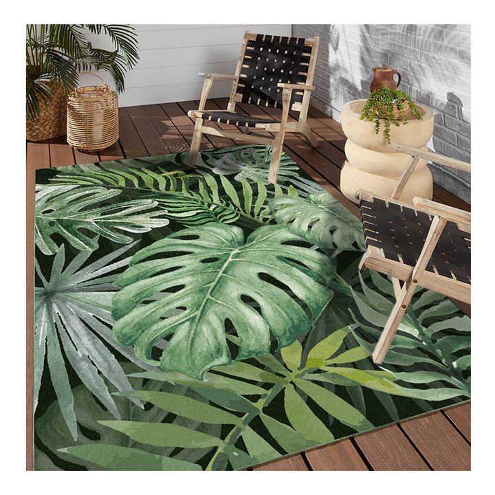 Green Tropical Leaves Rustic Rug Living Room Carpet Tiles Rugs and ...