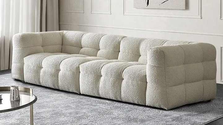 Modern Cream Cotton Candy Sofa Set for Living Room - Minimalist Soft ...