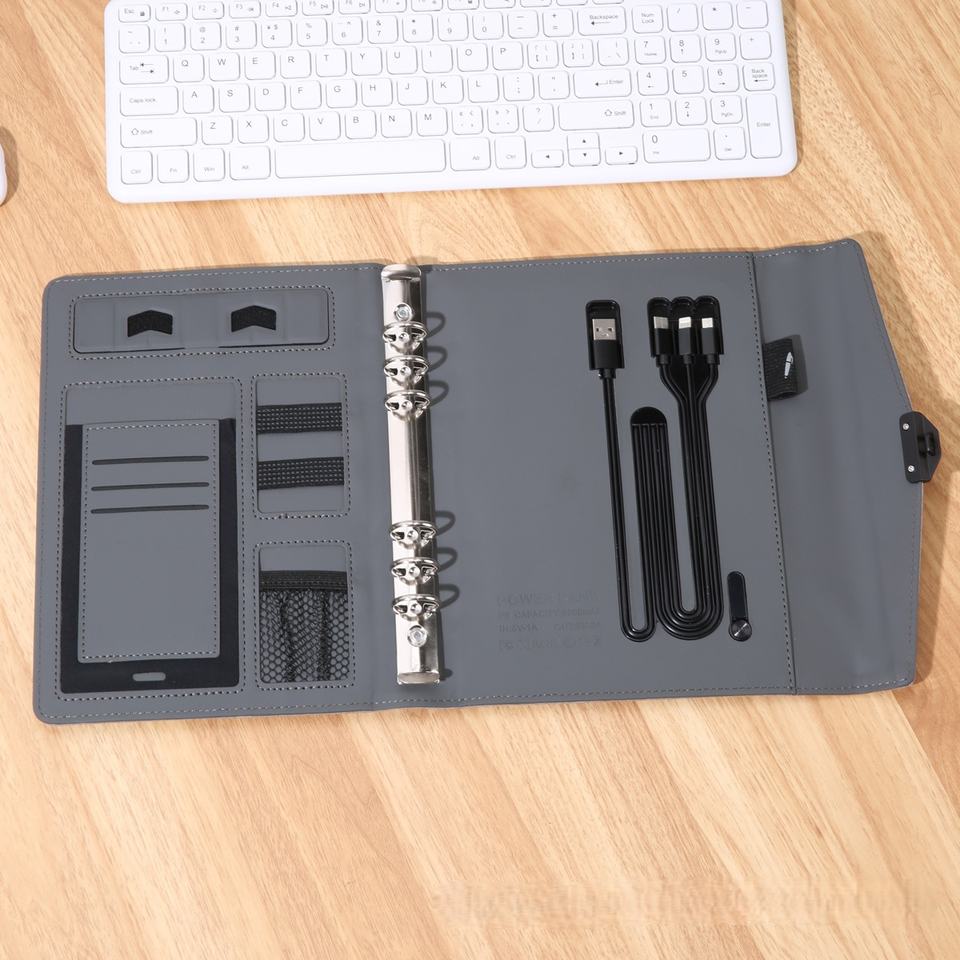 Custom Logo A5 Notebook Leather Hardcover Mobile Power Notepad with ...