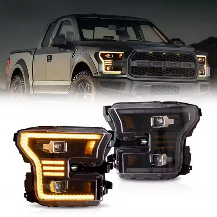 Auto-Y Full LED Headlights with Animation Amber DRL for Ford Raptor ...