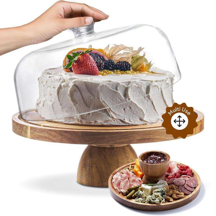 Creative Transparent Glass Cover Cake Tray Fruit Plate Bread Plate for ...