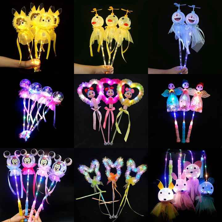 Multiple Styles Kids Cartoon Star Ball Glow Magic Wand Doll Light Up ...