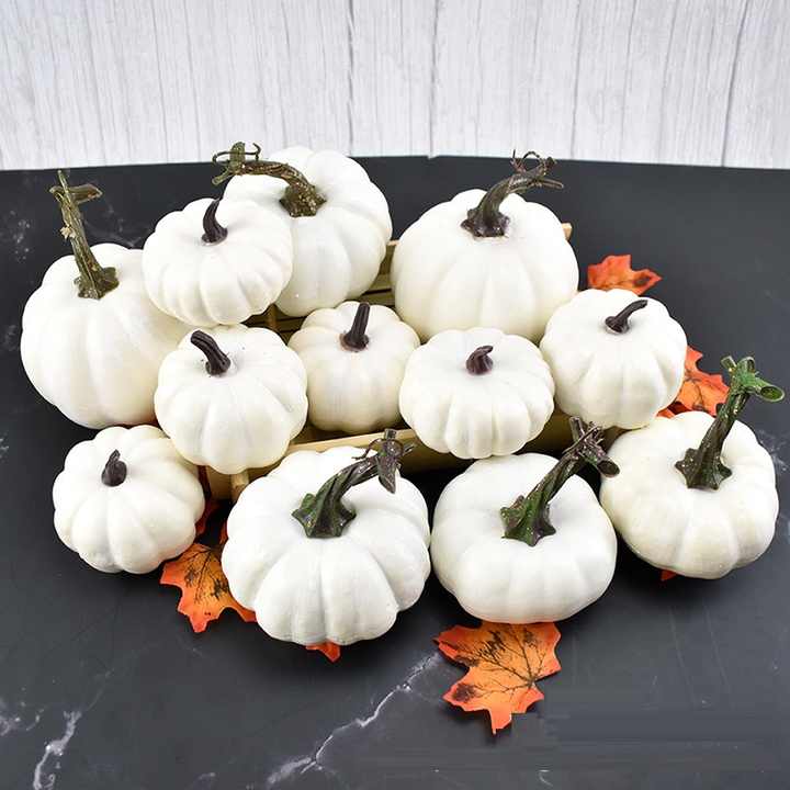 6PCS Artificial White Pumpkins for Halloween & Fall Decor