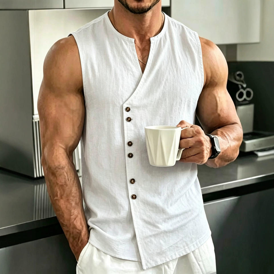 Men's Cotton Linen Sleeveless Tank Top| Alibaba.com