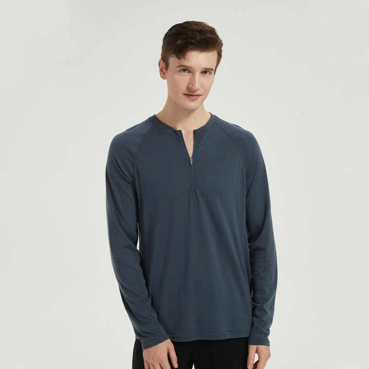 High Quality 100% Merino Wool T-Shirt Regular Fit Sports Gym Quarter ...