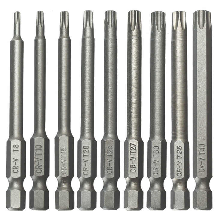 50pcs Extra Long Reach Bit Set 75mm Security Screwdriver Bits Torx Star Hex Square Spanner Bit ...