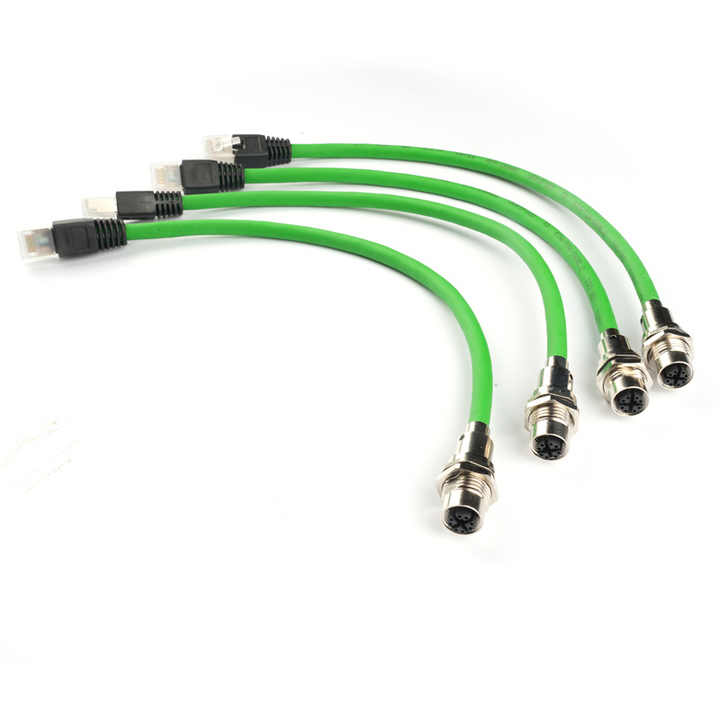 M12 Aviation Plug RJ45 Cable Connector Solid Front/Rear Panel Male ...