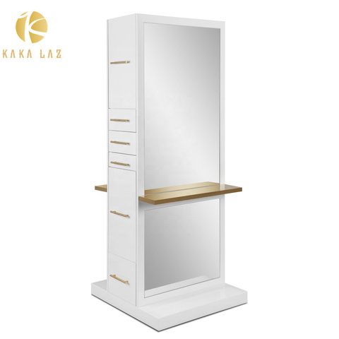 White Mirrored Console Table Double Sided Led Light Mirror Salon Mirror ...
