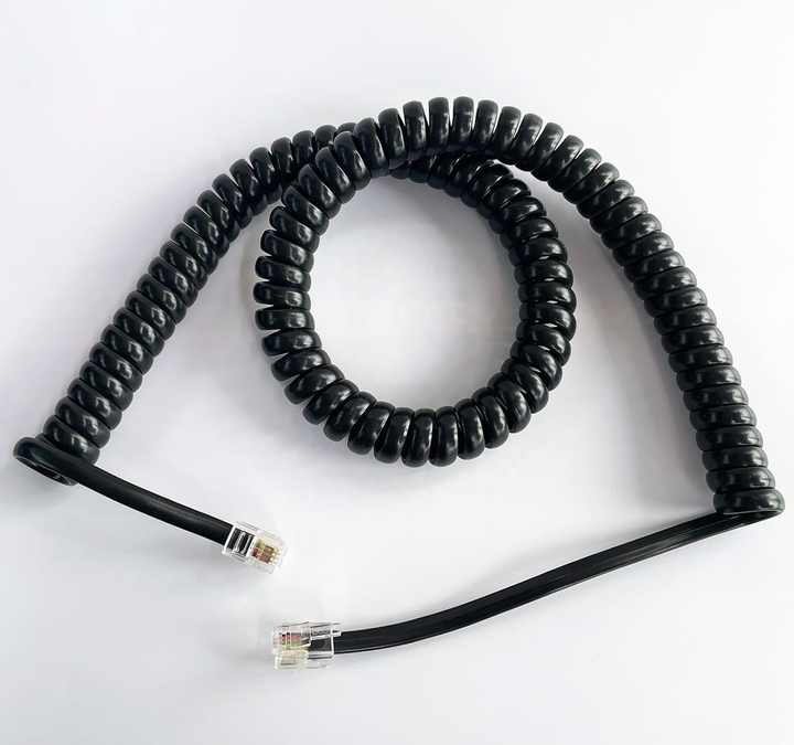 Black Phone Cord - Versatile RJ9 Cable for Landline Phones