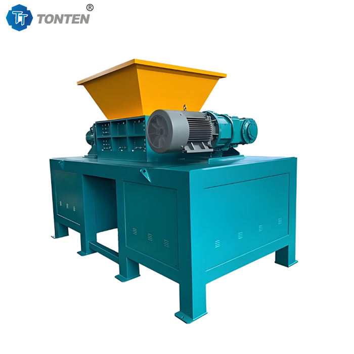 TONTEN Double Shaft Shredding Rubber Tire Waste Plastic Bottle Metal ...