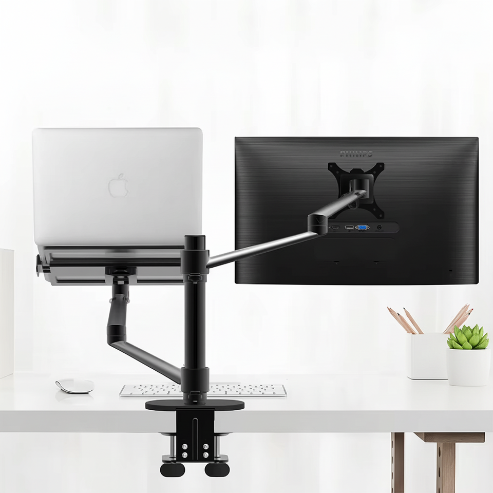 Universal 360 Degrees Rotating Dual Monitor Arm Desk Mount Adjustable ...
