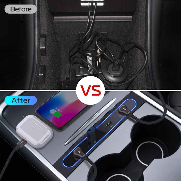 PD Fast Charge 4 in 1 Center Consoles Car USB Charger USB Docking ...