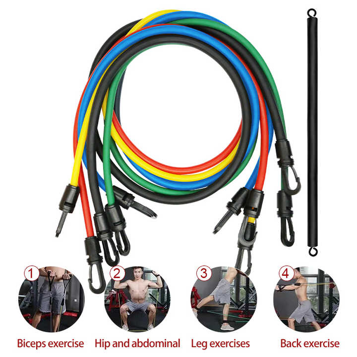 Hot Selling 12 Pcs Elastic Workout Rubber Tube Band Resistance Bands ...