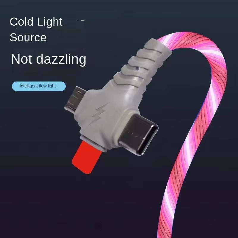 3-in-1 Magnetic LED Flowing Fast Charging Cable 5A 66W 540 Rotatable ...