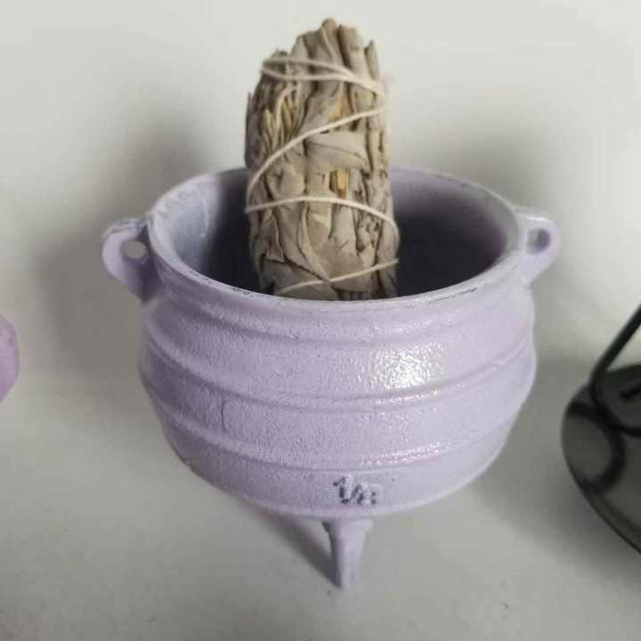 Small Colored Witches Cauldron with Lid & Handle - Halloween Sage Palo ...