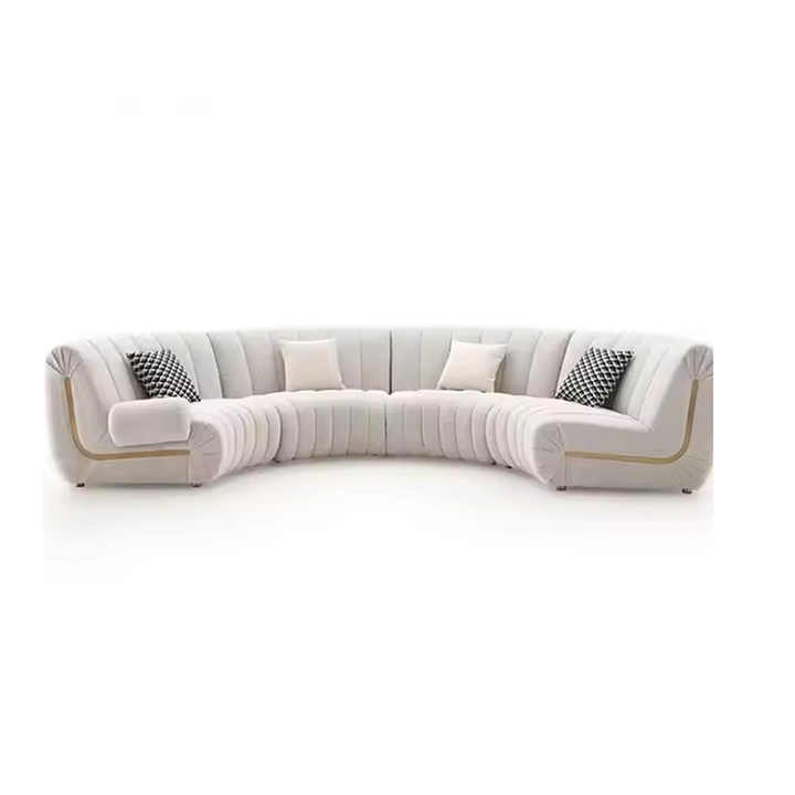 Modern Luxury Leather Snake Curved Sofa - White Semicircular