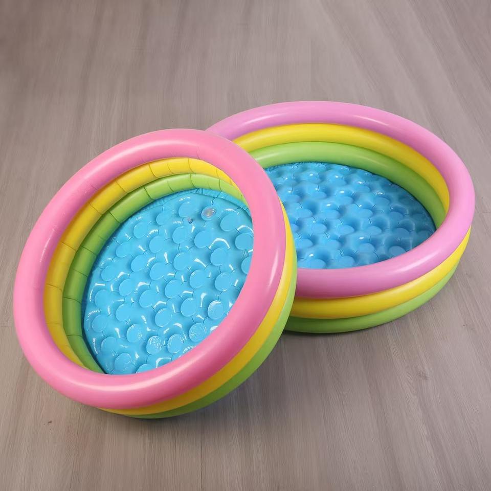 Adult Kids PVC Inflatable Swimming Pool 3 Rings Folding Design for ...