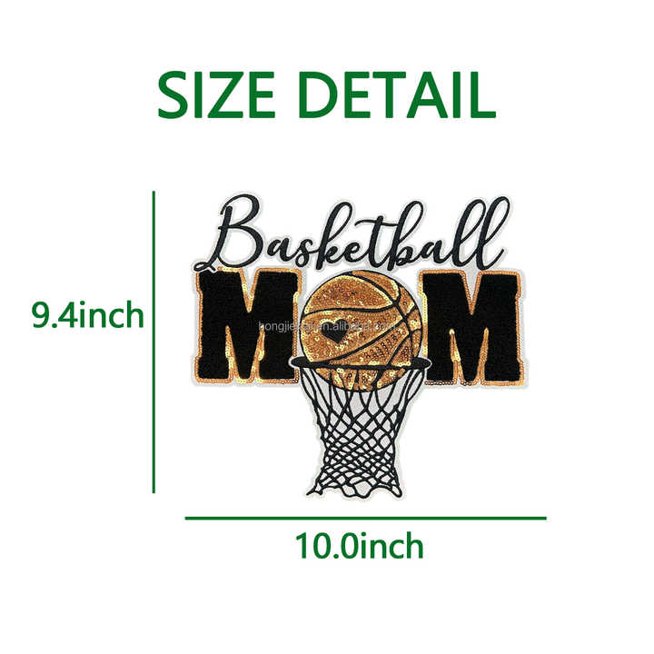 Wholesale Large Basketball Sequin Chenille Patches Heat Press Iron on ...