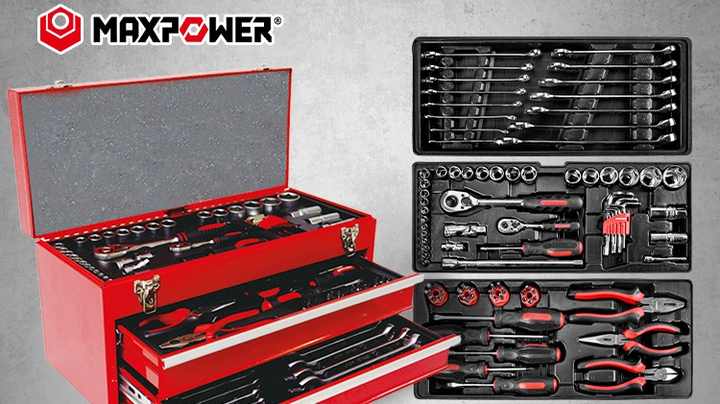 Maxpower 3 Drawer Mechanics Repair Tool Kit - 90pcs Set