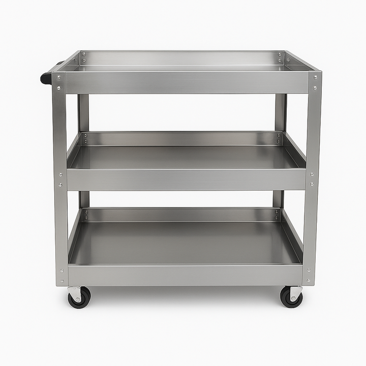 3-Tier Stainless Steel Tool Cart Lockable Casters Foldable Utility ...