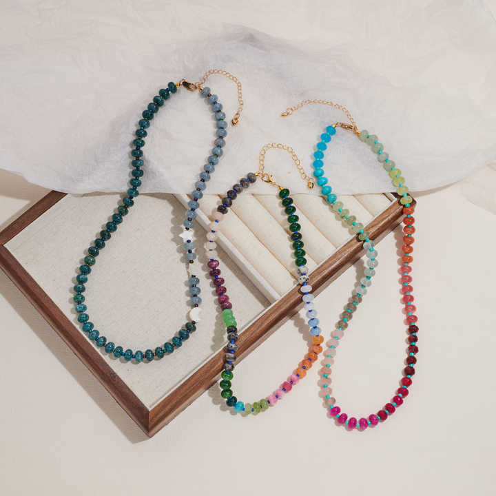 AHAYA Women's Colorful Gemstone & Freshwater Pearl Beaded Necklace for ...