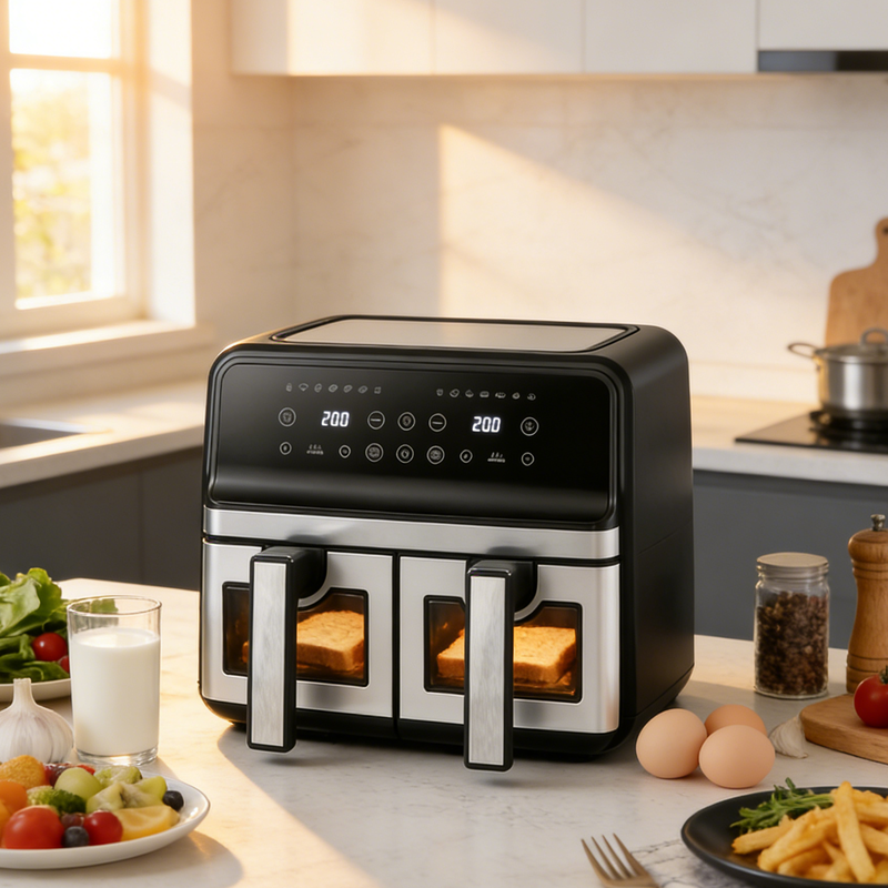 Healthier Cooking With Less Oil Electric Double Chamber Air Fryer ...