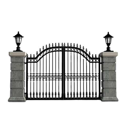 Simple Black Metal Driveway Gate with Small round Steel Rods Powder ...