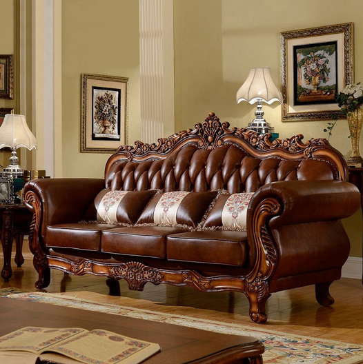Luxury European Sofa Set - Genuine Leather & Stylish Design