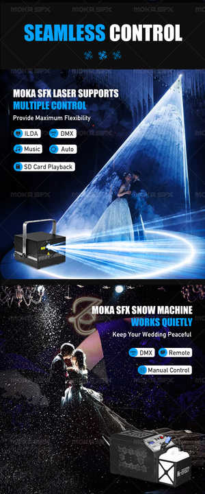 Moka sfx 2w 3w 6w 10w led rgb 애니메이션 웨딩 레이저 라이트 쇼 스노우 머신 웨딩 프로젝터와 빔 무대 ...