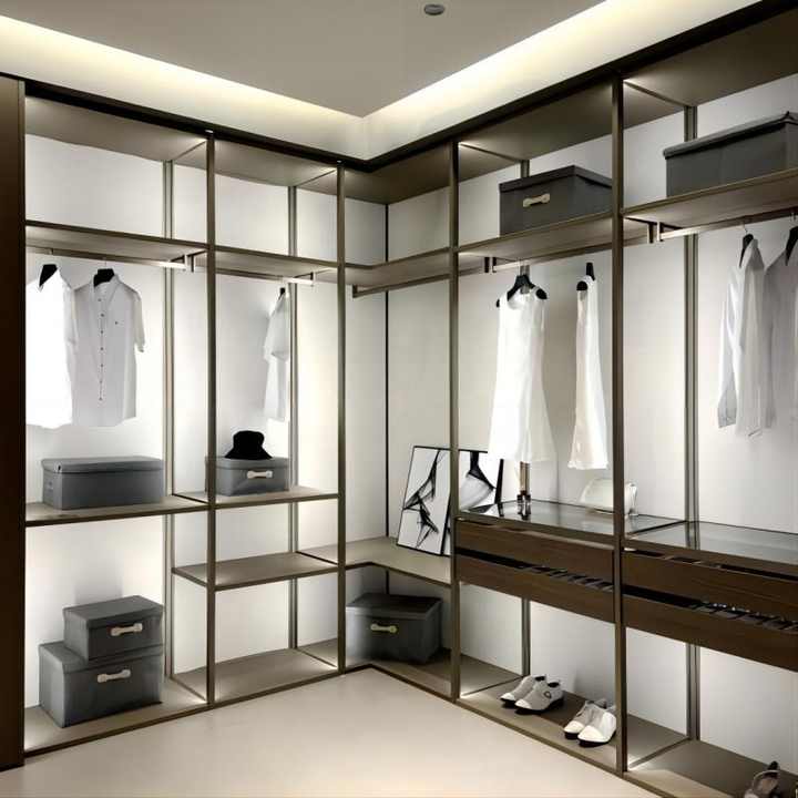 Luxury Modern Bedroom Walk in Closet Aluminum Profile Wardrobe Cabinet ...
