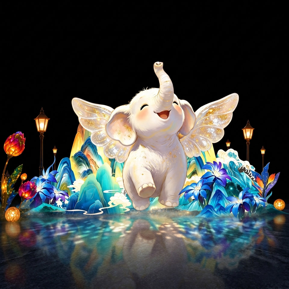 Hot-selling outdoor giant cartoon elephant landscape lights, reusable ...