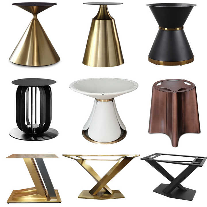 Office Table Frame Black Gold Metal Cast Iron Industrial Steel