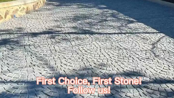 Black Basalt Paver Stone Fan Shape - Durable Meshed Pavement