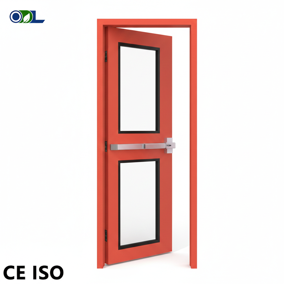 Fire Rated Exit Door with Panic Bar and Large Vision Panel for ...