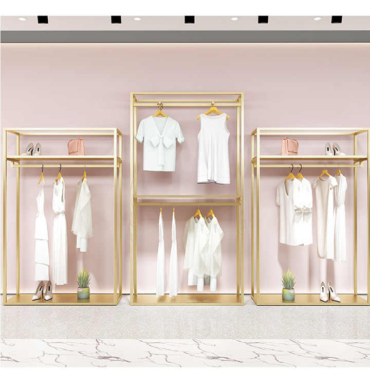 Luxury Gold Apparel Display Stands - Custom Clothing Fixtures