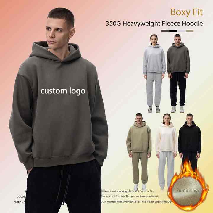 High Quality Men's Hoodies Custom Logo Blank Boxy Sweatshirts 350grams ...