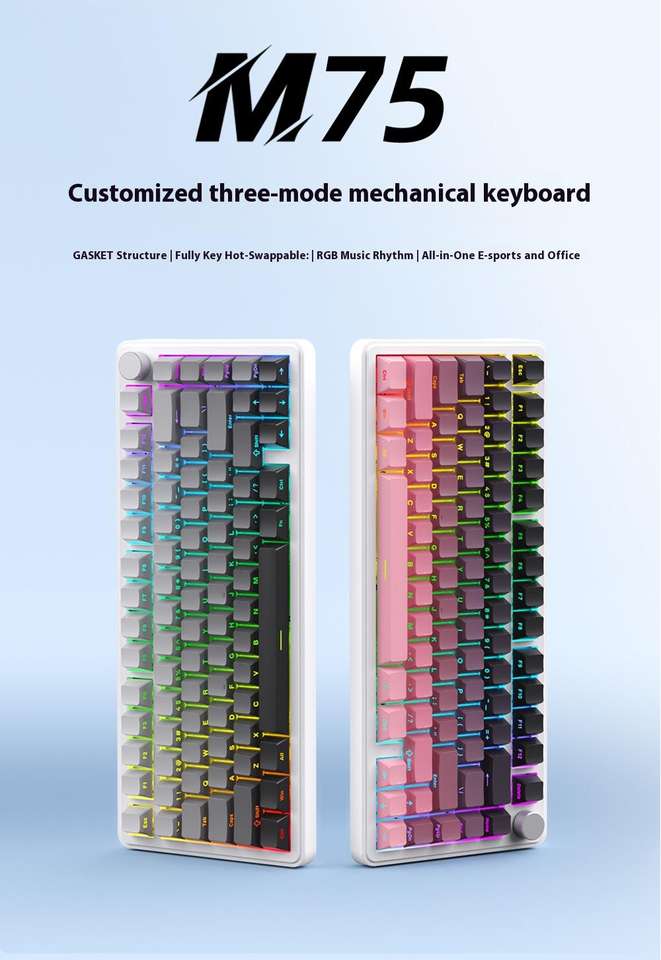 XINMENG M75 Customized Mechanical Keyboard Tri-Mode Wireless GASKET ...