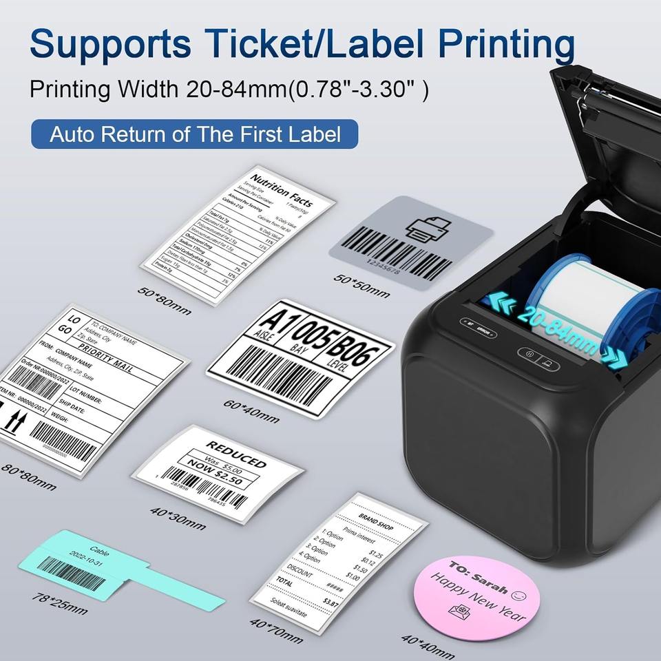 CLABEL Desk Bluetooth Barcode Label Printer: Label Maker with Direct ...