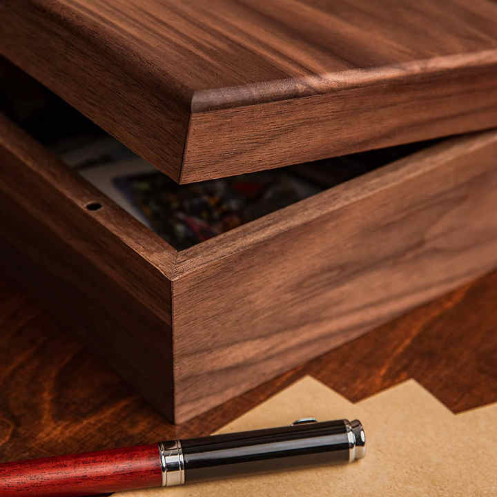 Polished Acacia Wood Storage Box - Perfect for Keepsakes