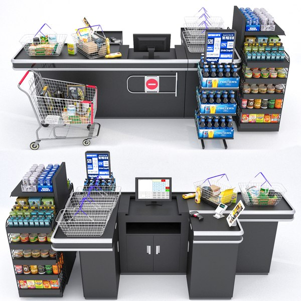 Supermarket Equipment Checkout Counter Cashier Table Convenience Store ...