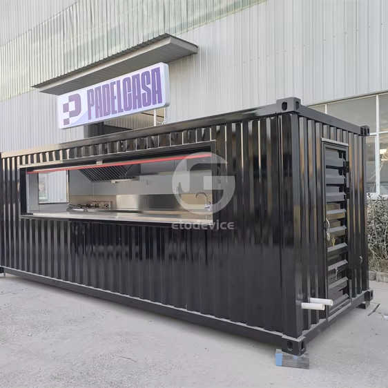 20ft 40ft Mobile Prefab Coffee Kiosk Booth Shipping Container Bar Black ...