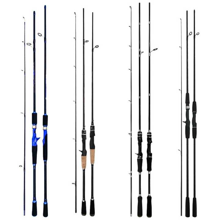SEASKY 1.98M Pole 2 Sections Cork Handle Freshwater Bass Pike Fishing ...